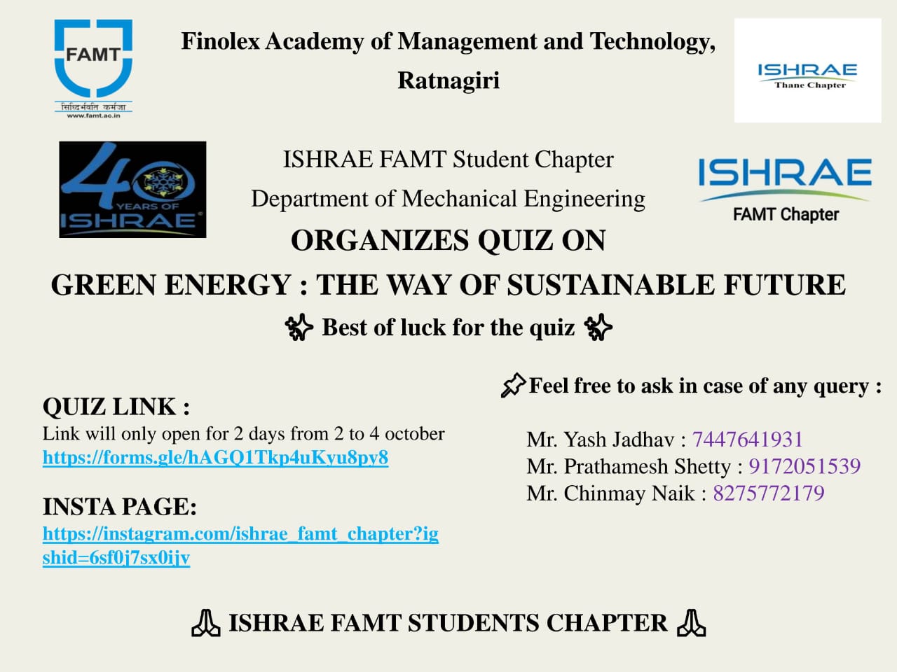 MECHANICAL ENGINEERING – FAMT